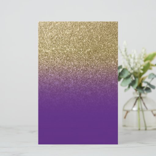 Royal Purple Gold Ombre Glitter Stationery | Zazzle