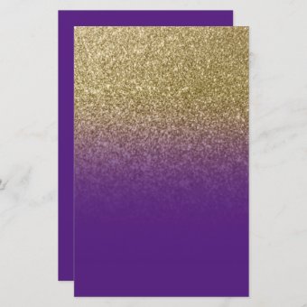 Royal Purple Gold Ombre Glitter Stationery | Zazzle