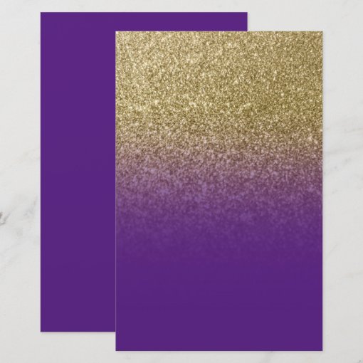 Royal Purple Gold Ombre Glitter Stationery | Zazzle