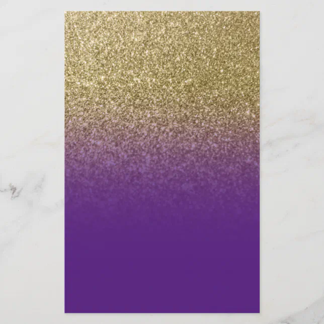 Royal Purple Gold Ombre Glitter Stationery | Zazzle