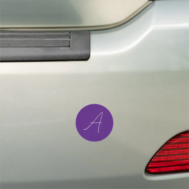 Royal Purple Initial Letter Monogram Calligraphy Car Magnet | Zazzle