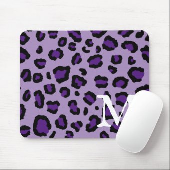 Royal Purple Leopard Print Monogram Mouse Pad | Zazzle