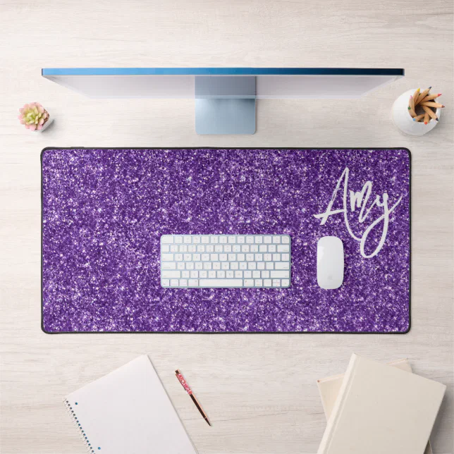 Royal Purple Luxury Glitter Desk Mat | Zazzle