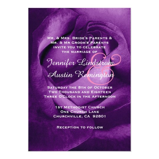 Royal Purple Rose Wedding V12 Invitation | Zazzle.com