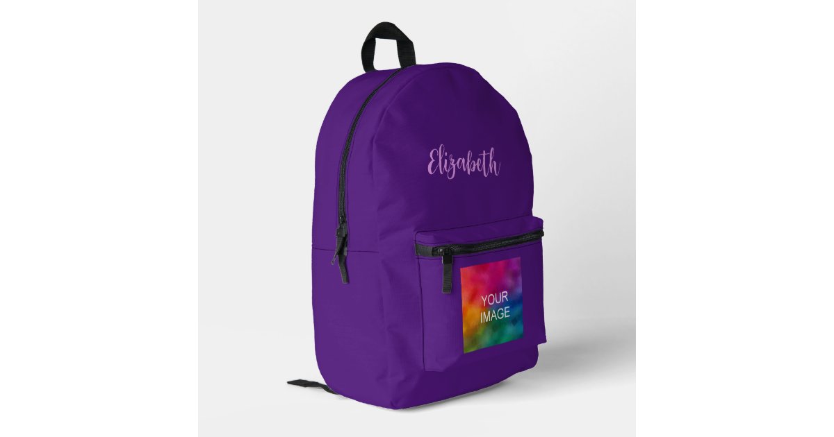 Royal Purple Solid Color Handwritten Template Printed Backpack | Zazzle