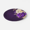 Royal Purple Violet Gold Floral Botanical Wedding Paper Plates | Zazzle