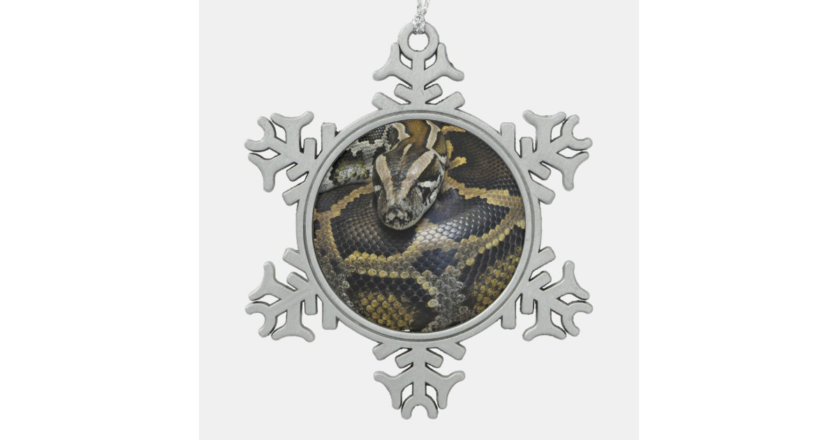 "Royal Python" design products Snowflake Pewter Christmas Ornament | Zazzle