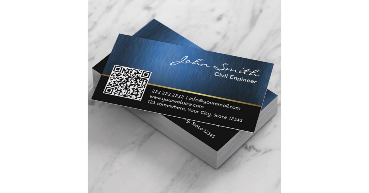 Royal QR code Civil Engineer Business Card | Zazzle
