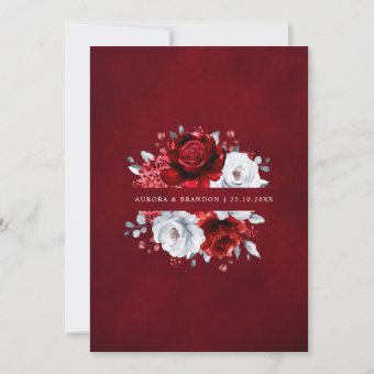 Royal Red White Silver Metallic Floral Wedding Invitation | Zazzle