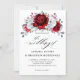 Royal Red White Silver Metallic Floral Wedding Invitation | Zazzle