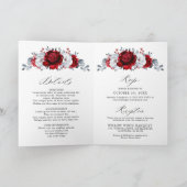 Royal Red White Silver Metallic Floral Wedding Invitation | Zazzle