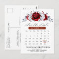 Royal Red White Silver Metallic Save the Date Postcard | Zazzle