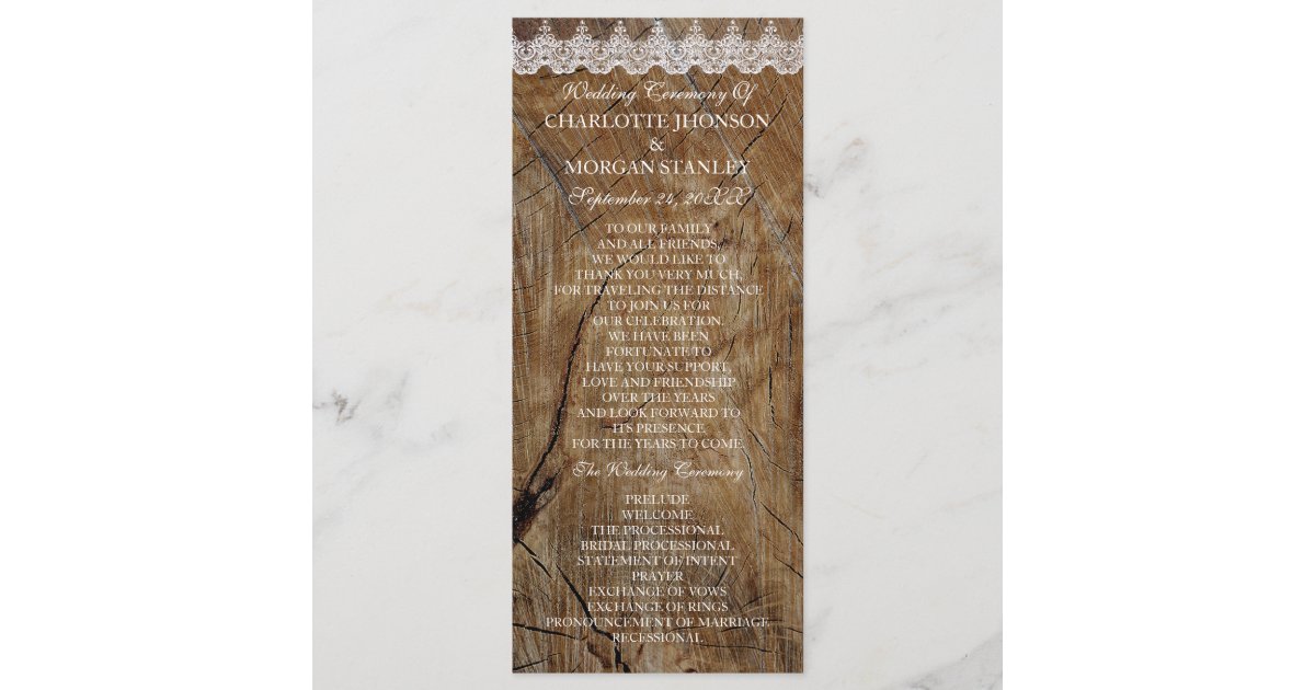 Royal Rustic White Lace Wedding Program | Zazzle