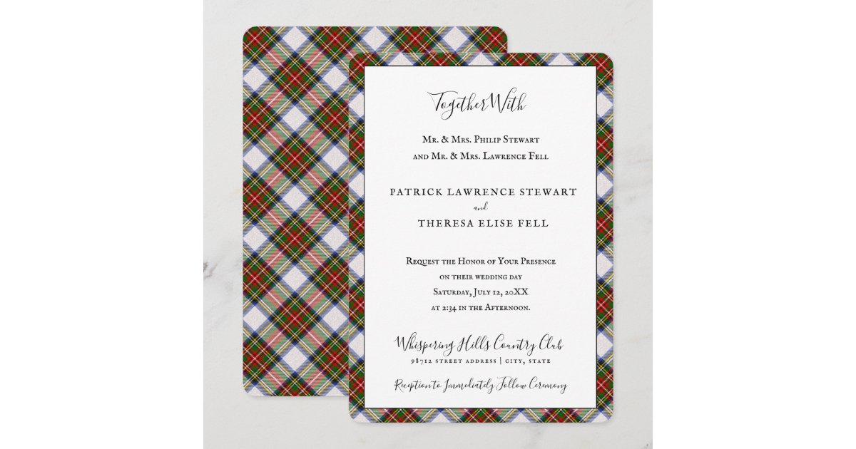 Royal Stewart Dress Clan Tartan Scottish Plaid Invitation | Zazzle