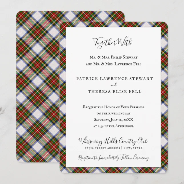 Royal Stewart Dress Clan Tartan Scottish Plaid Invitation | Zazzle