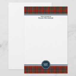 Royal Stewart Tartan Classic Red Plaid Monogram Stationery | Zazzle