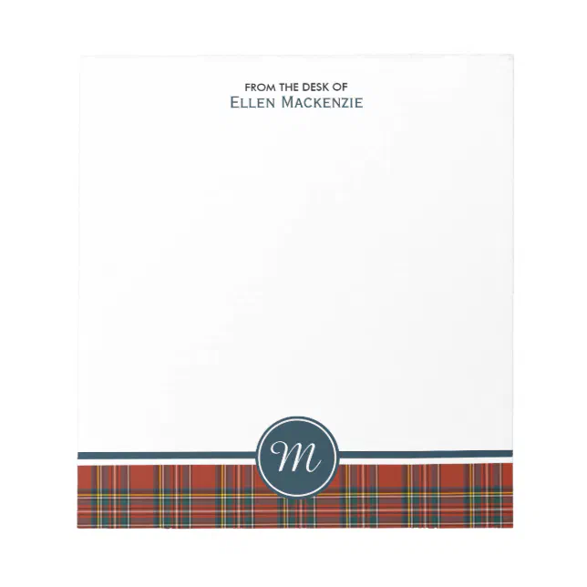 Royal Stewart Tartan Monogram Notepad | Zazzle