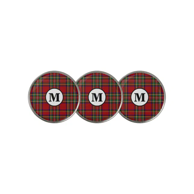 Royal Stewart Tartan Plaid Scottish Clan Monogram Golf Ball Marker | Zazzle
