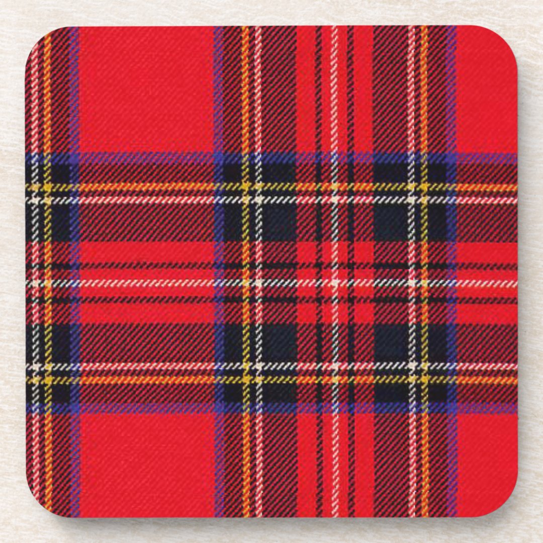 Royal Stewart tartan red black plaid Drink Coaster | Zazzle