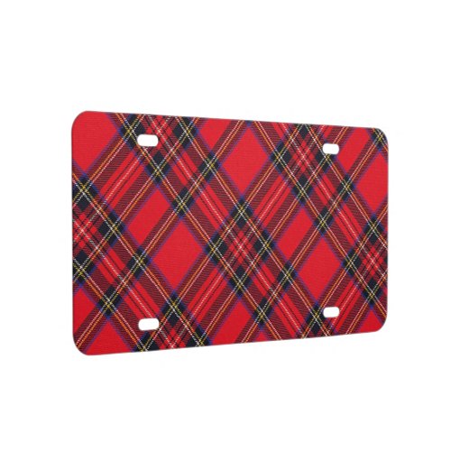 Royal Stewart tartan red black plaid License Plate | Zazzle