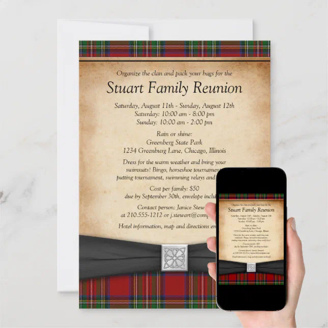 Royal Stuart Tartan Family Reunion Invitation | Zazzle