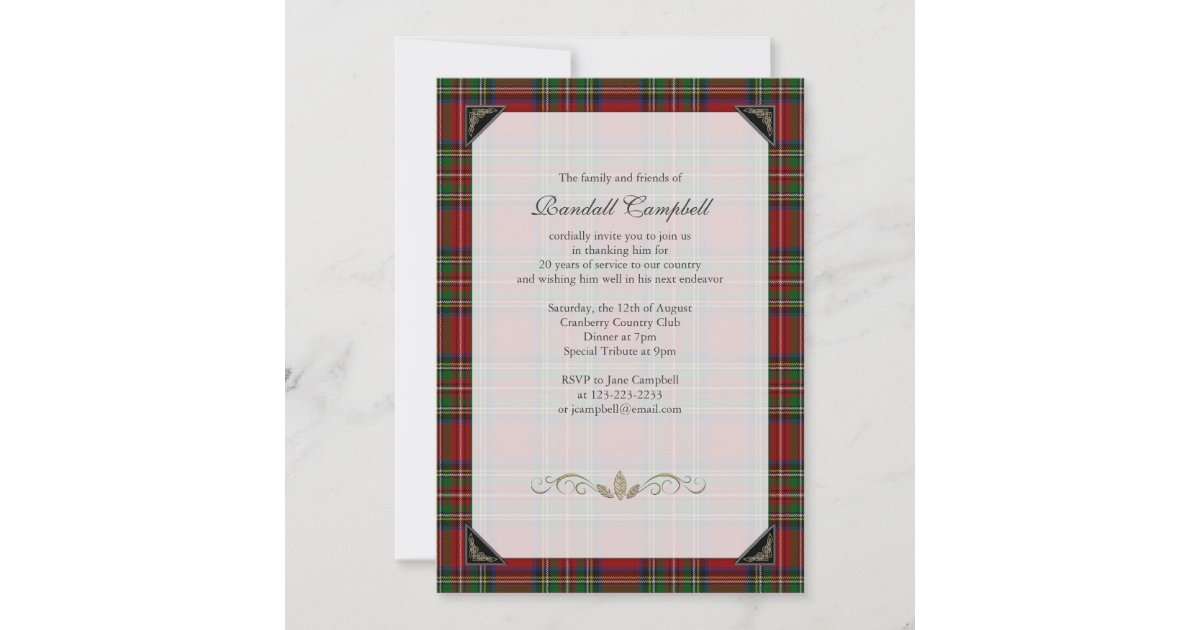 Royal Stuart Tartan Retirement Party Invitation | Zazzle