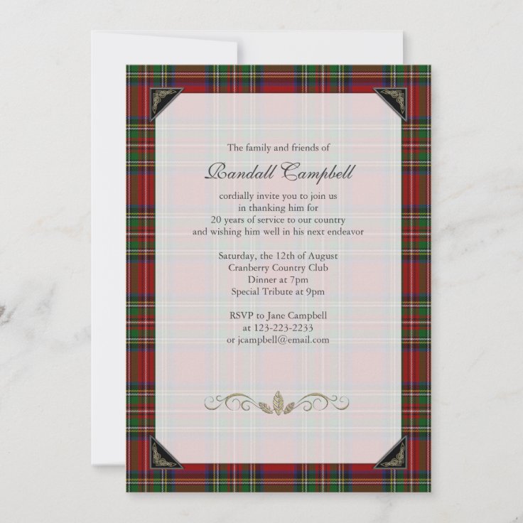 Royal Stuart Tartan Retirement Party Invitation | Zazzle