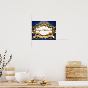 Royal Sweets-Royal Blue and Gold Party Signage Poster | Zazzle