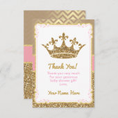 Royal Thank You Card Pink Gold Glitter Crown | Zazzle