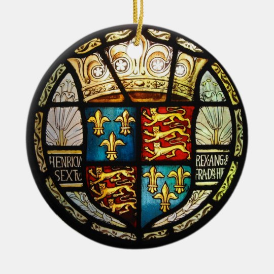 Royal Tudor Coat of Arms Henry VIII Stained Glass Ceramic Ornament ...