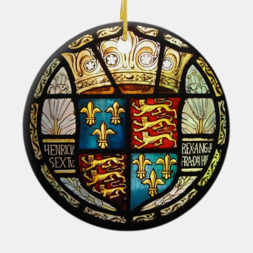 Royal Tudor Coat of Arms Henry VIII Stained Glass Ceramic Ornament | Zazzle