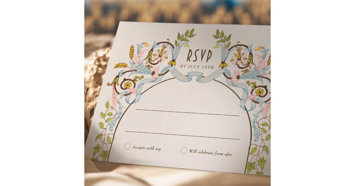 Royal Victorian Wedding RSVP Vintage Florals Invitation | Zazzle