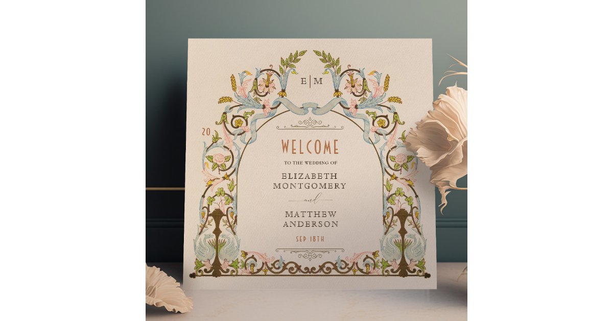 Royal Victorian Wedding Squared Welcome Sign | Zazzle