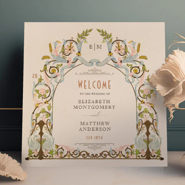 Royal Victorian Wedding Squared Welcome Sign | Zazzle