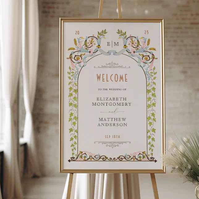Royal Victorian Wedding Welcome Sign Elegance | Zazzle