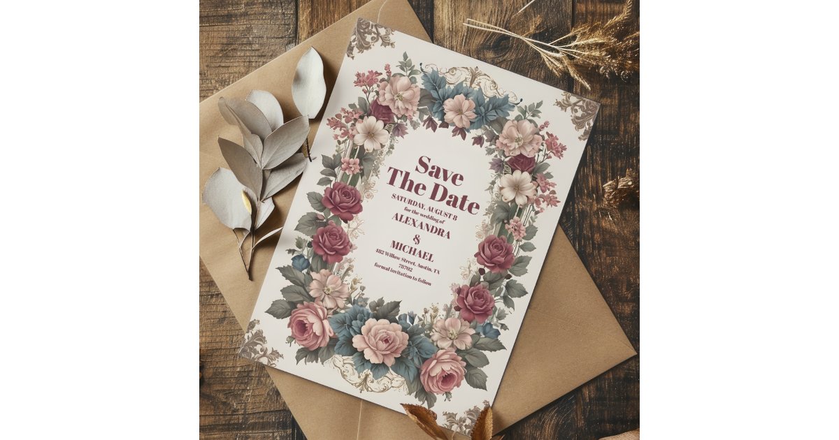 Royal Victorian Whimsical Floral Wedding Save The Date | Zazzle