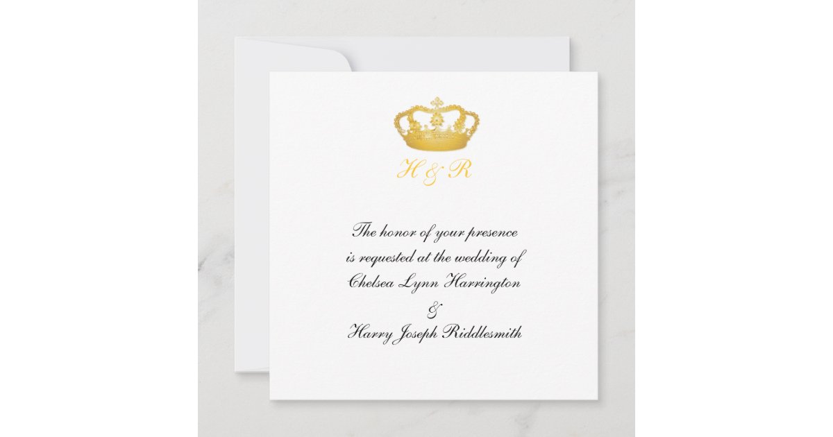 Royal Wedding Golden Crown Invitation | Zazzle
