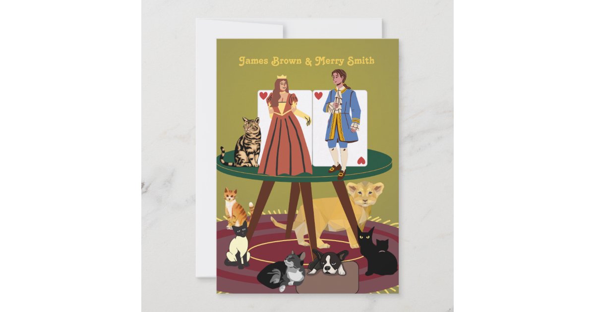 Royals Elegant King Queen Noble Cats Wedding Invitation | Zazzle