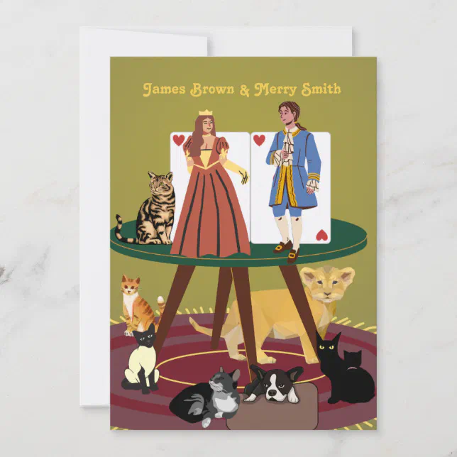 Royals Elegant King Queen Noble Cats Wedding Invitation | Zazzle