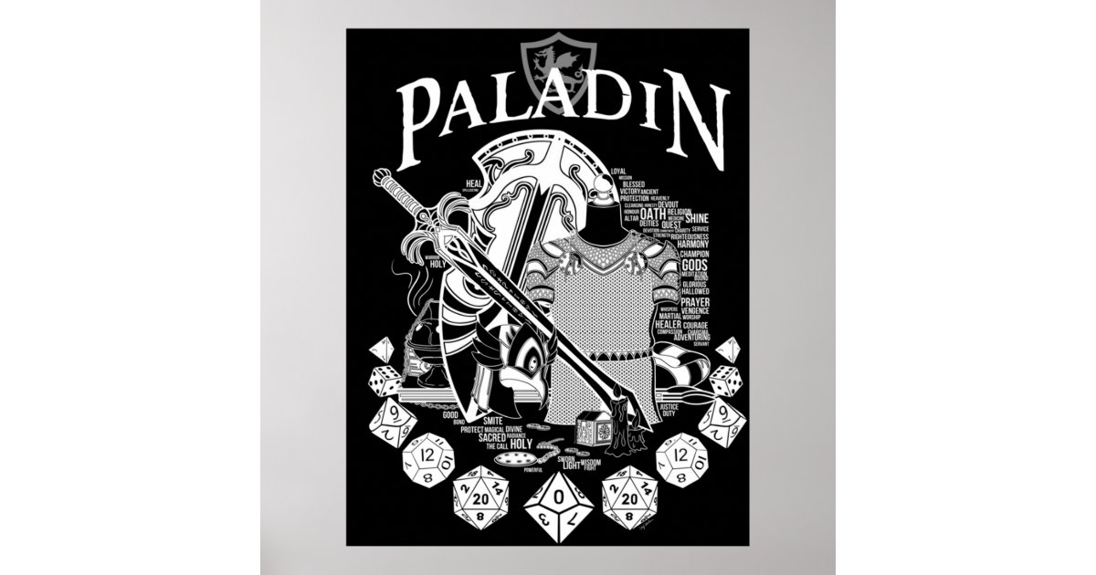 RPG Class Series Paladin - White Text Poster | Zazzle
