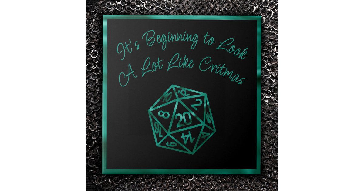 RPG Critmas | Teal Green Tabletop Retro Gamer Dice Ceramic Tile | Zazzle