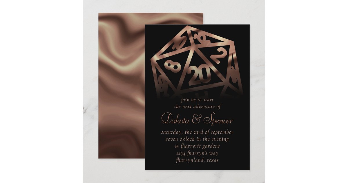 RPG Dice | Copper Fantasy Retro Tabletop PnP Gamer Invitation | Zazzle