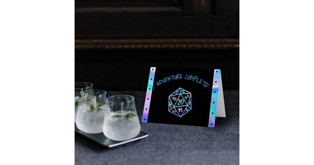 RPG Dice | Holo Fantasy Tabletop PnP Gamer Photo Thank You Card | Zazzle