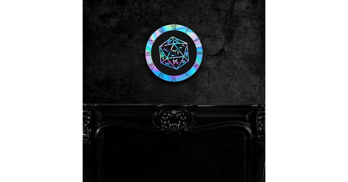 RPG Dice | Holo Old School Tabletop PnP Roleplayer Round Clock | Zazzle