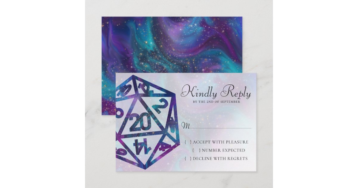 RPG Dice | Nebula Fantasy Retro Tabletop PnP Gamer RSVP Card | Zazzle