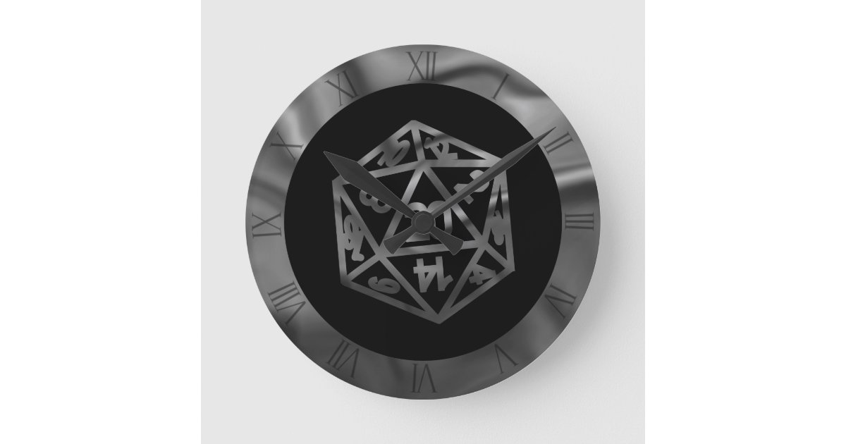 RPG Dice | Retro Old School Tabletop Roleplayer Round Clock | Zazzle