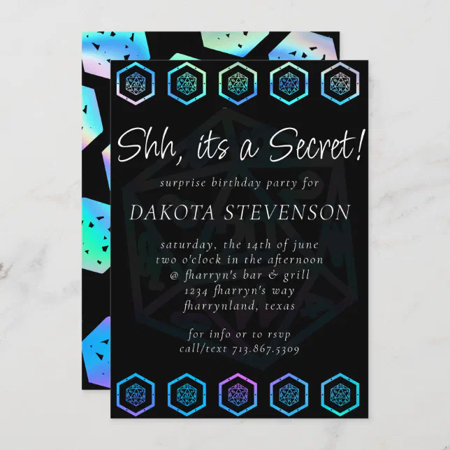 RPG Holo | Retro Tabletop Gamer Surprise Party Invitation | Zazzle