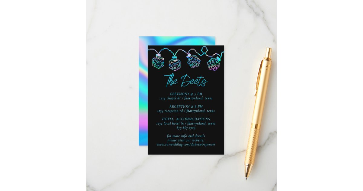 RPG Lights | Holo Fantasy Tabletop Gamer Details Enclosure Card | Zazzle
