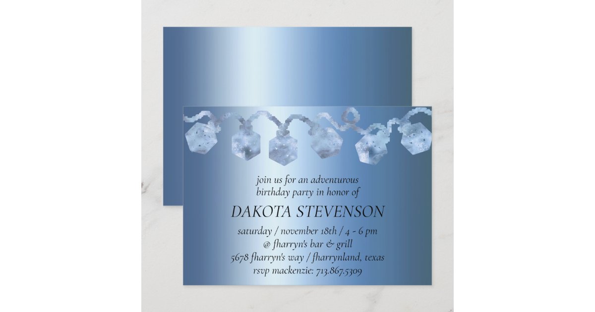 RPG Lights | Luxe Blue Sheen Tabletop Role Player Invitation | Zazzle