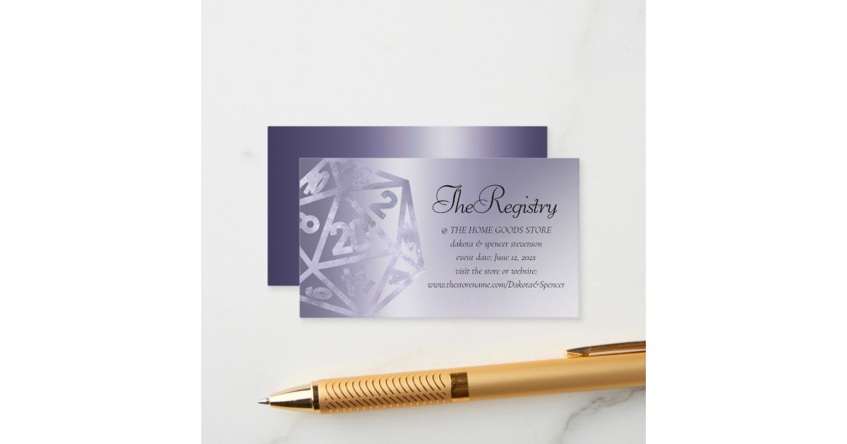 RPG Luxe | Purple Fantasy Tabletop Gamer Registry Enclosure Card | Zazzle
